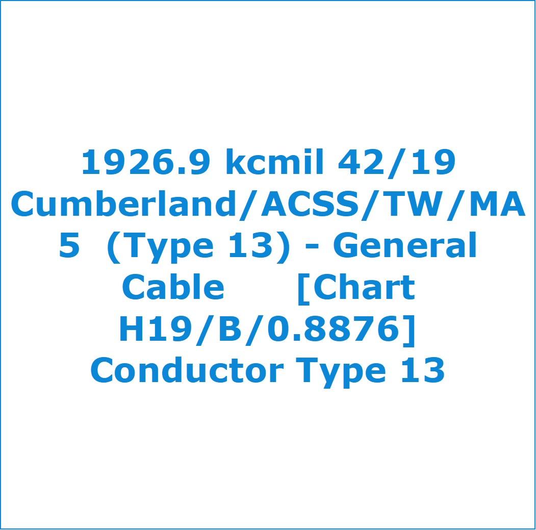 1926.9 kcmil 42/19 Cumberland/ACSS/TW/MA5 (Type 13) - General Cable ...