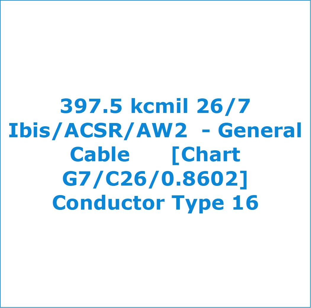 397.5 kcmil 26/7 Ibis/ACSR/AW2 - General Cable [Chart G7/C26/0.8602 ...