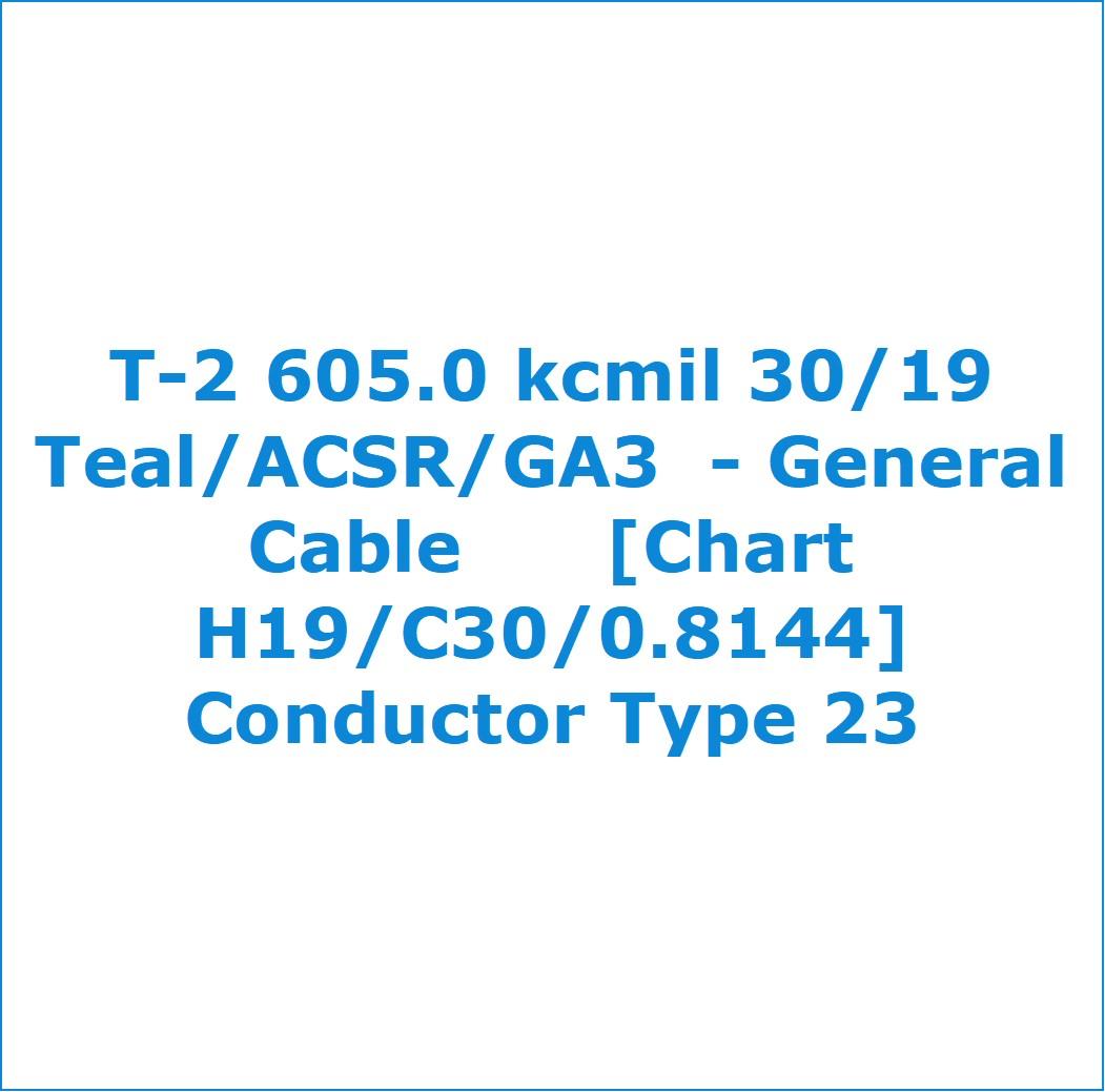 T-2 605.0 kcmil 30/19 Teal/ACSR/GA3 - General Cable [Chart H19/C30/0. ...