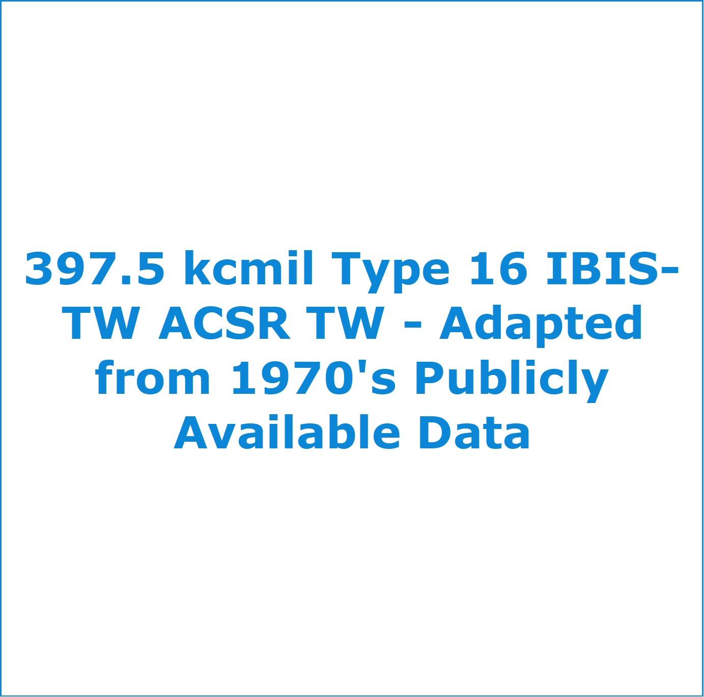 397.5 kcmil Type 16 IBIS-TW ACSR TW | Proyectos de Ingeniería